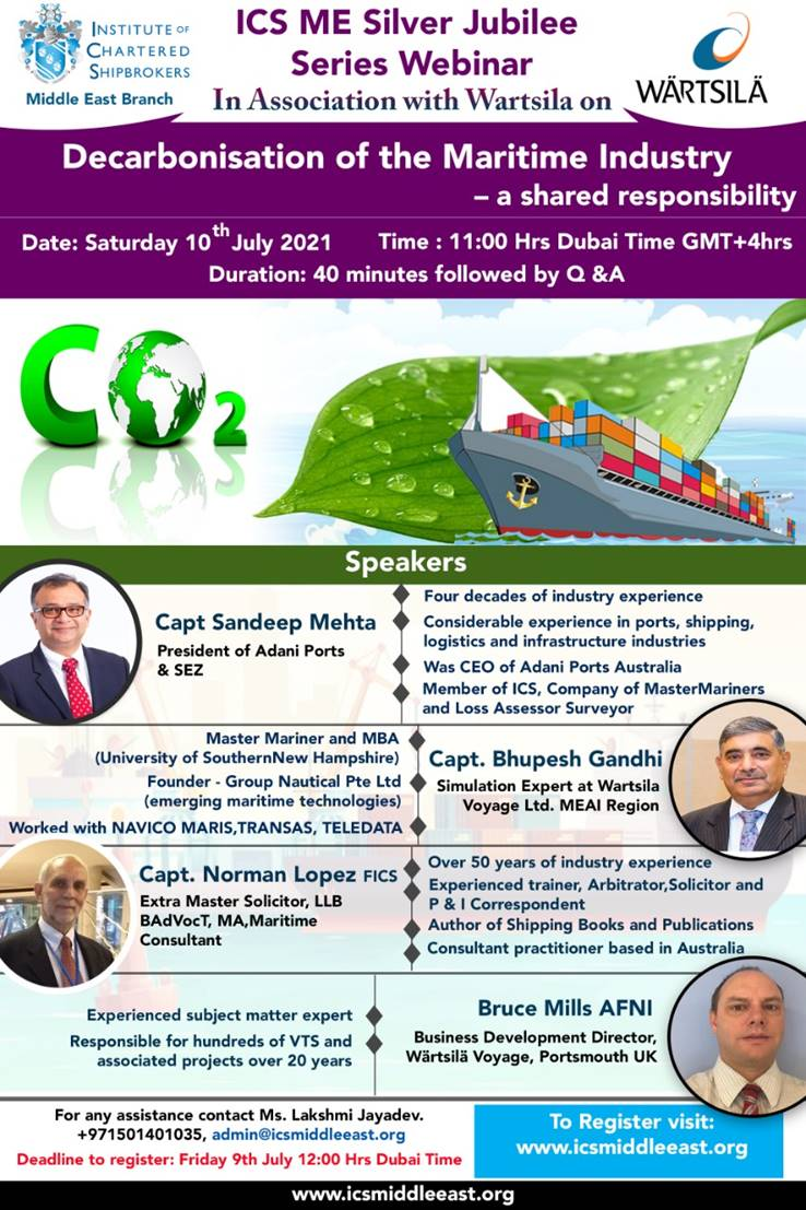 ICS Middle East webinar on Decarbonisation of the Maritime Industry - a ...