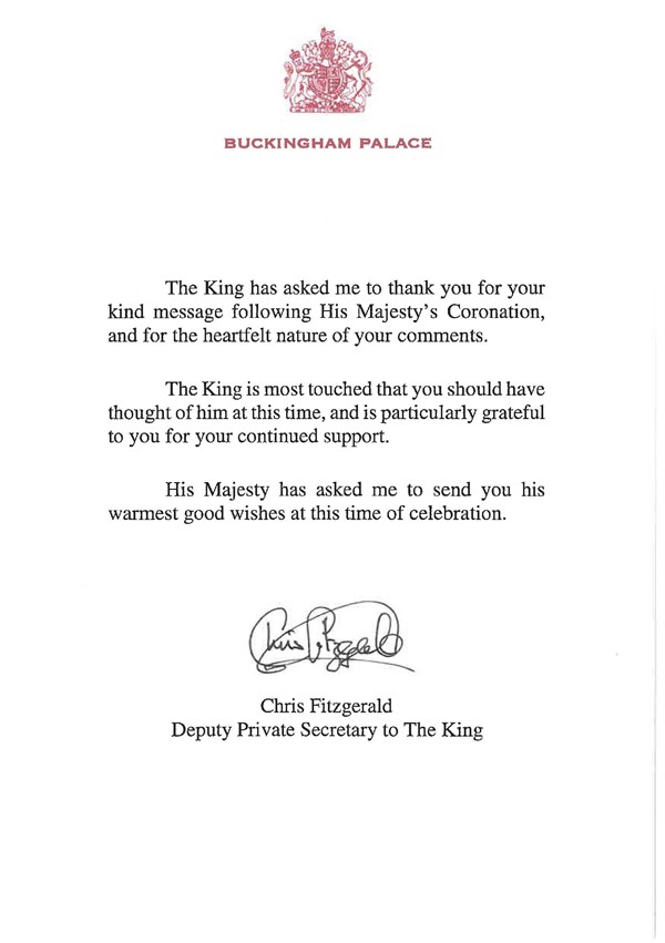 Letter from Buckingham Palace | Institute of Chartered Shipbrokers