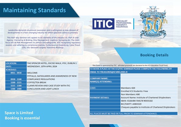 Ireland Branch and ITIC Seminar | Institute of Chartered Shipbrokers